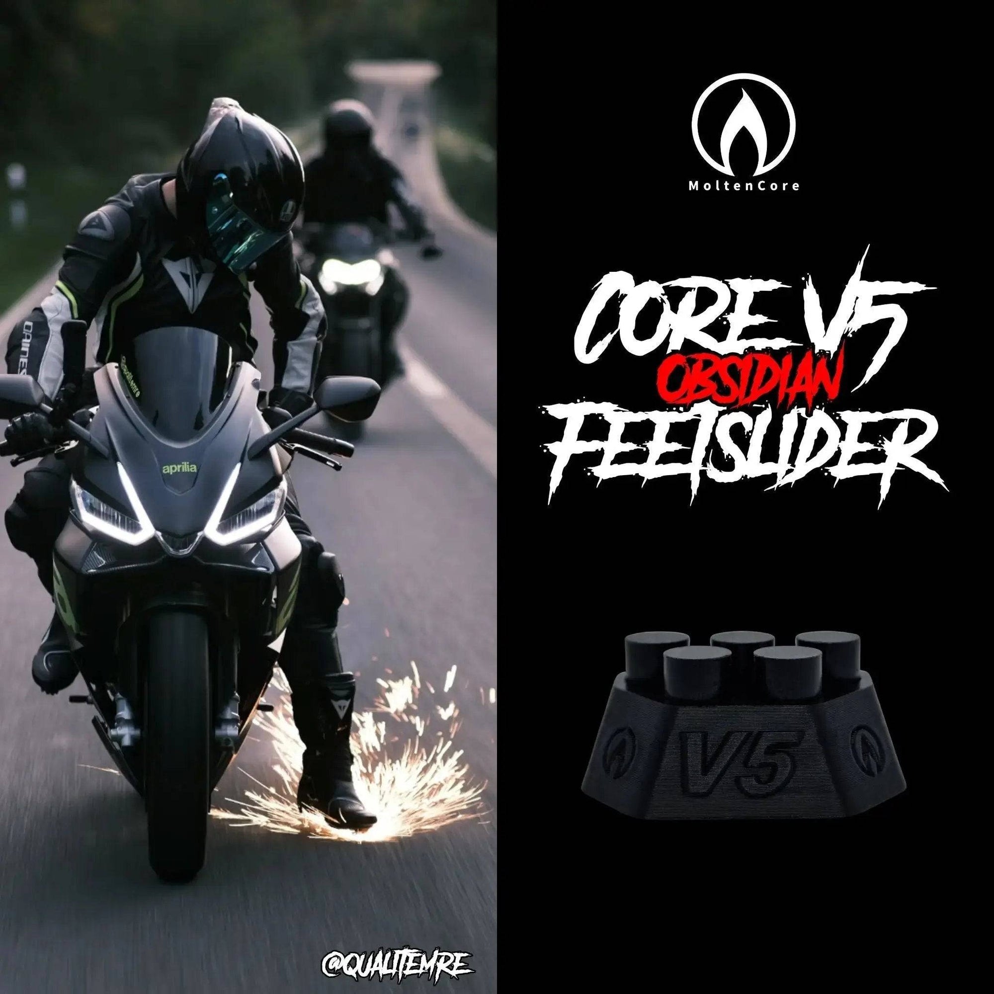 CoreV5 Obsidian Foot Sliders - Intense Sparks and Durability