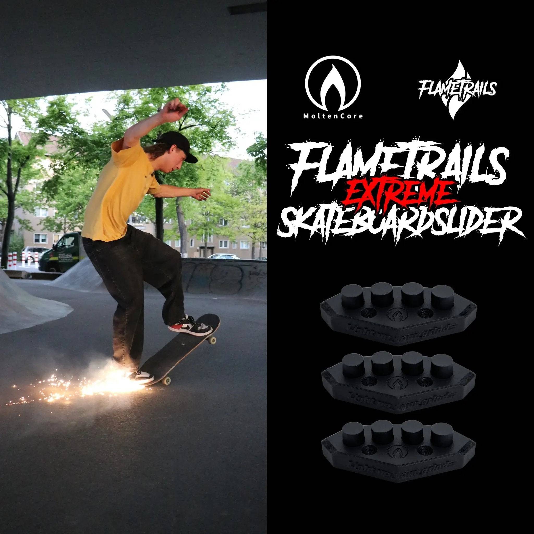 FlameTrails Skateboard Spark Sliders – Ignite Your Ride