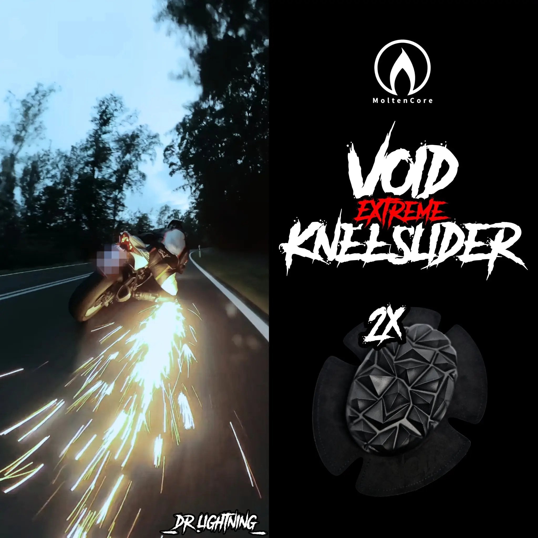 Void Knee Sliders: Maximum spark production with premium ferrocerium.