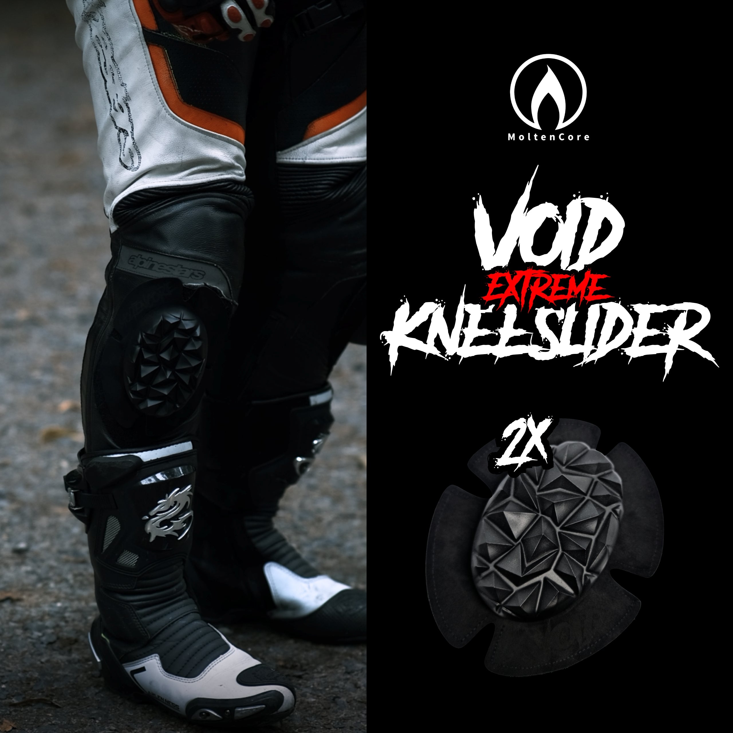 Void Knee Sliders: Maximum spark production with premium ferrocerium.